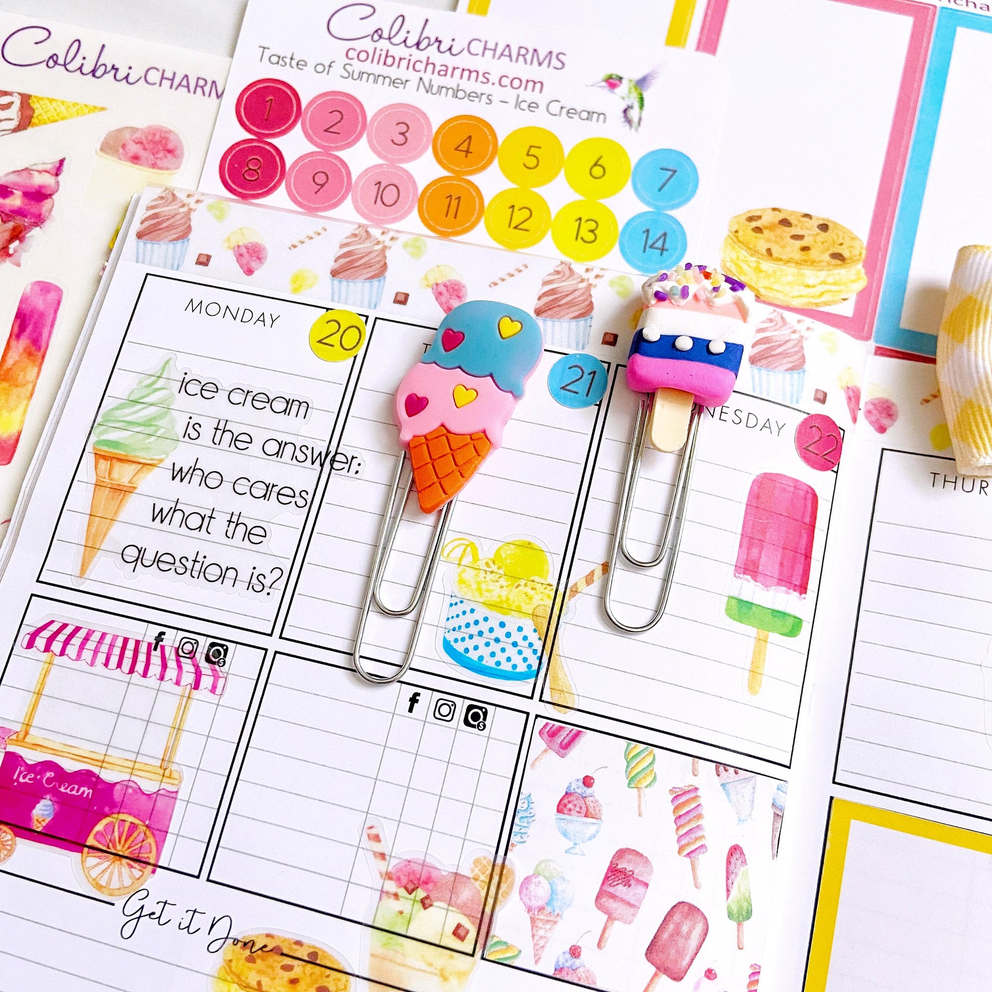 Planner stickers, charms and clips + stitch markers - Colibri Charms ...