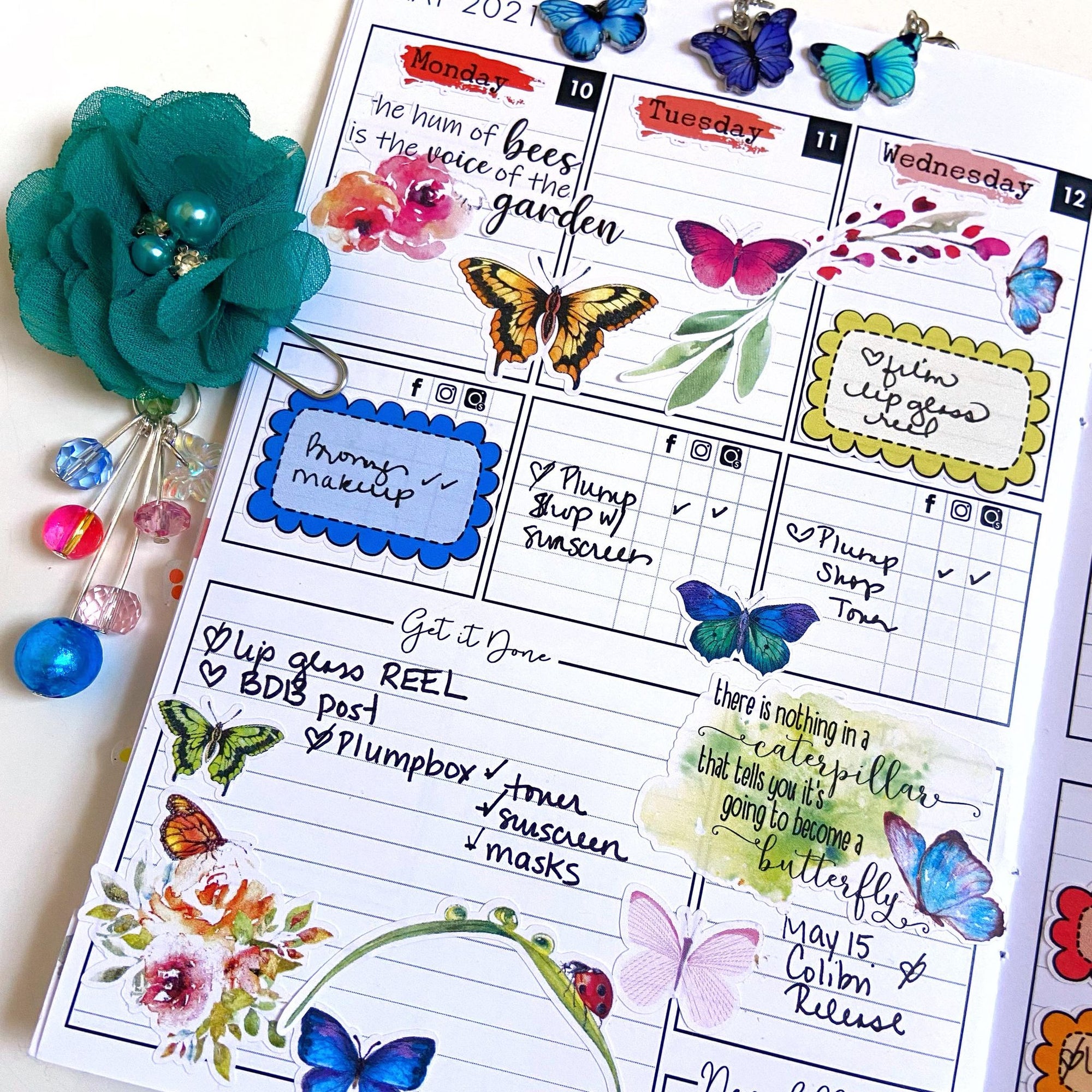 Planner stickers, charms and clips + stitch markers - Colibri Charms ...